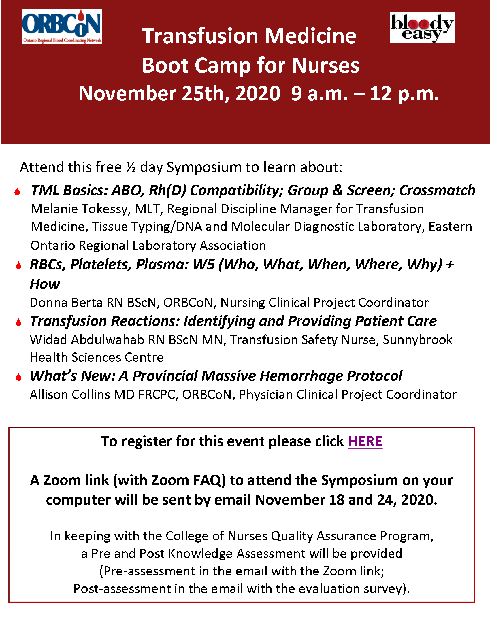 Transfusion Medicine Bootcamp for Nurses – ORBCoN