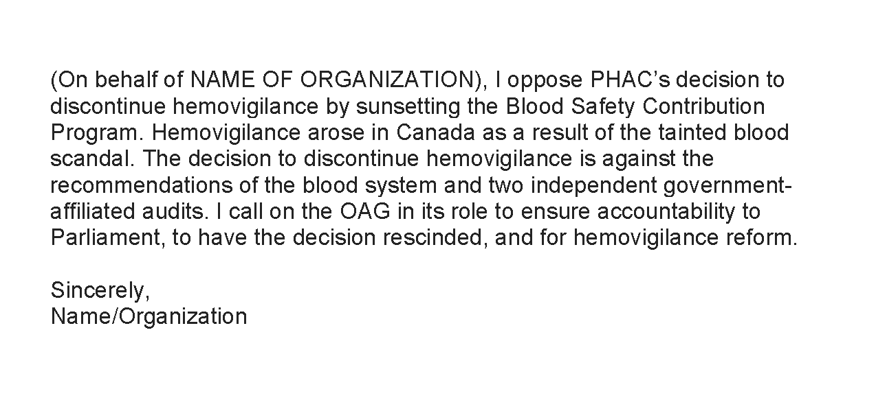 Blood Safety Crisis: Sunsetting of the Public Health Agency of Canada Blood Safety Contribution ...